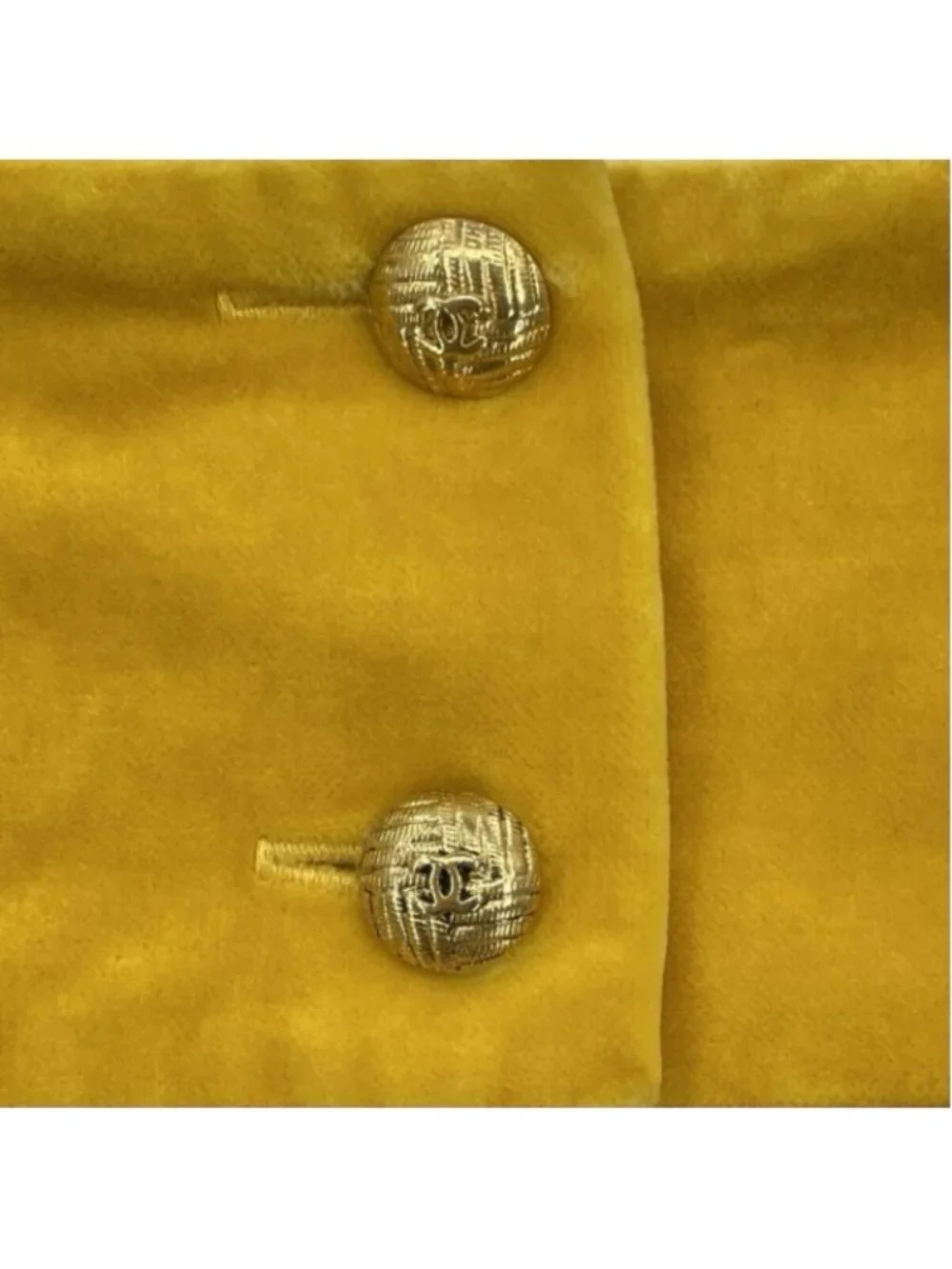 CHANEL | Skirts | Chanel Super Rare Skirt Coco Button Gold Velour Chain ...
